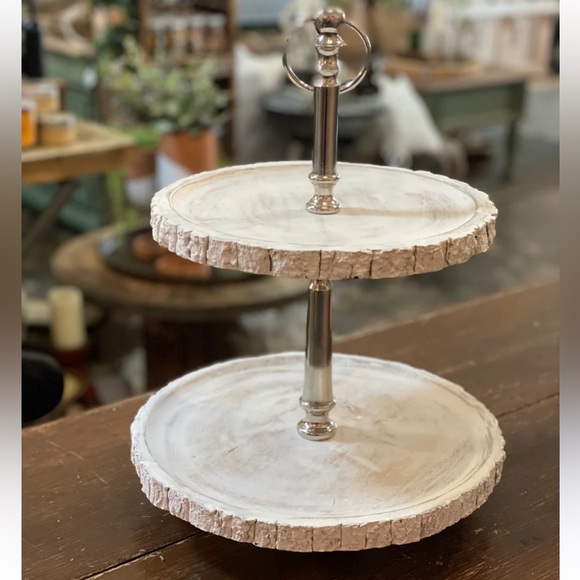 home goods | Dining | Home Goods White Bark Tray Two Tier Charcuterie ...